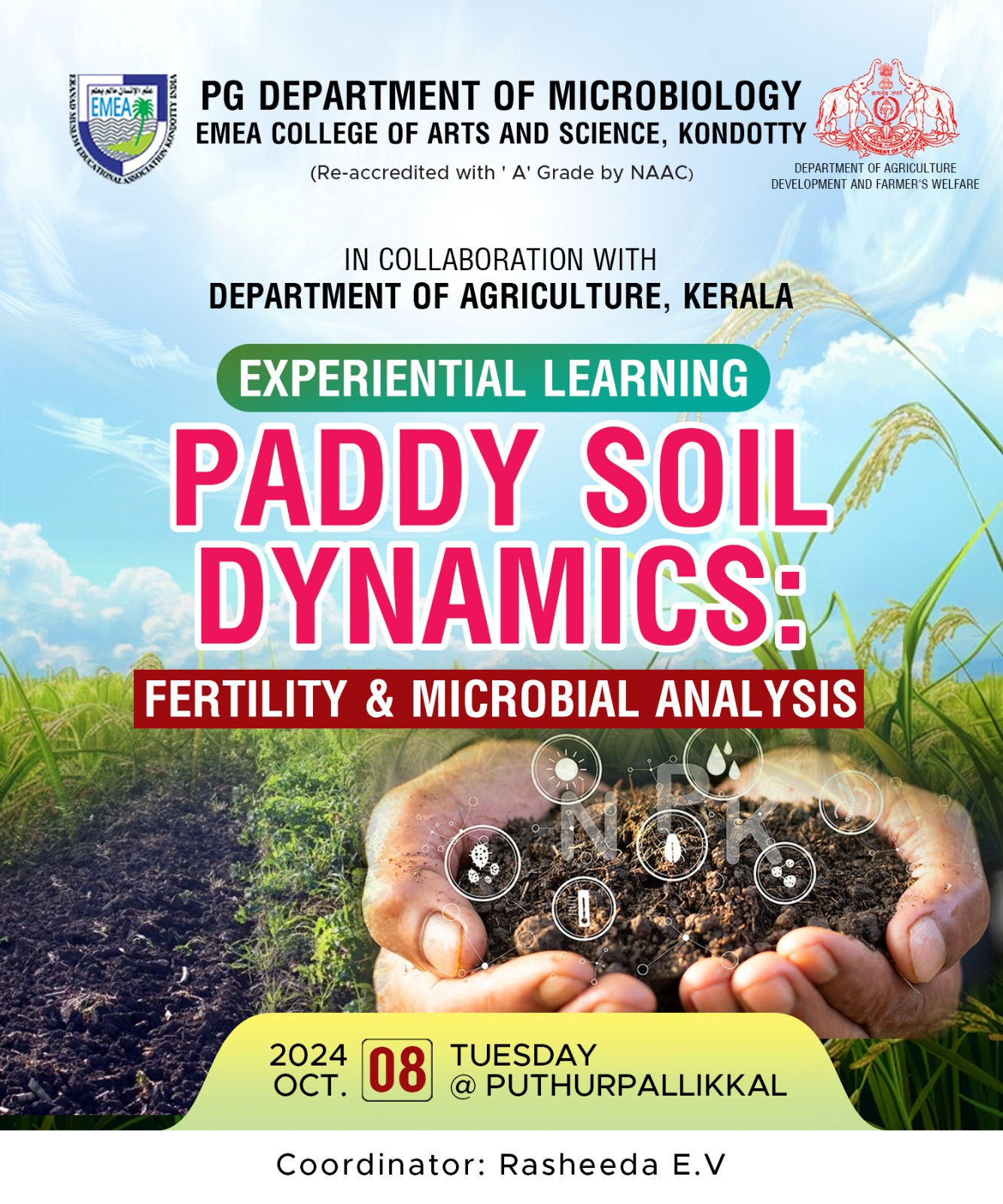 EXPERIENTIAL LEARNING PADDY SOIL/ DYNAMICS : FERTILITY & MICROBIAL ANALYSIS | EMEA COLLEGE
